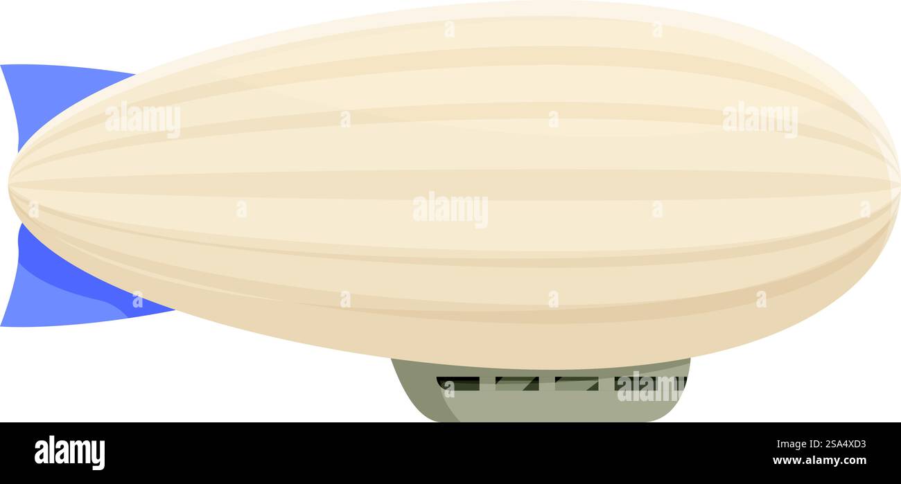 Large zeppelin airship is floating in the sky with blue tail fins ...