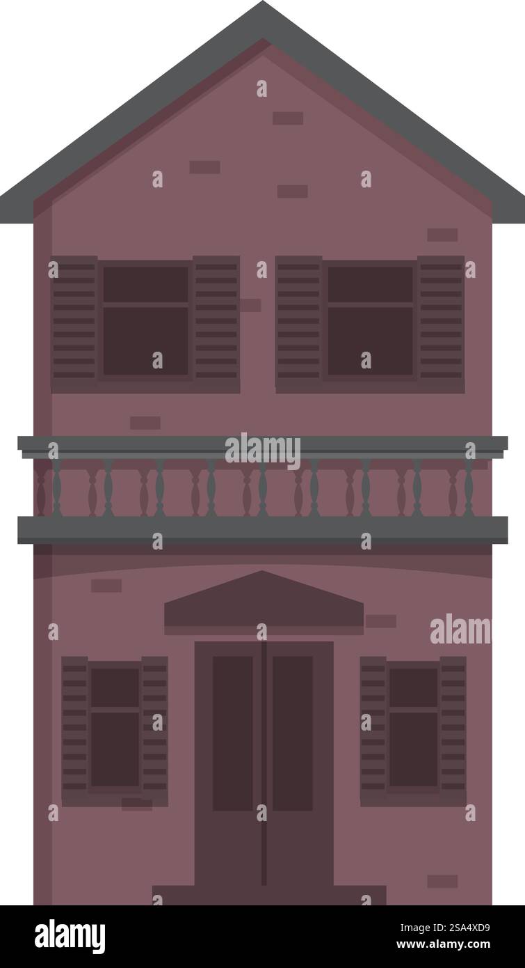 Charming two story brick building featuring a balcony and shuttered ...