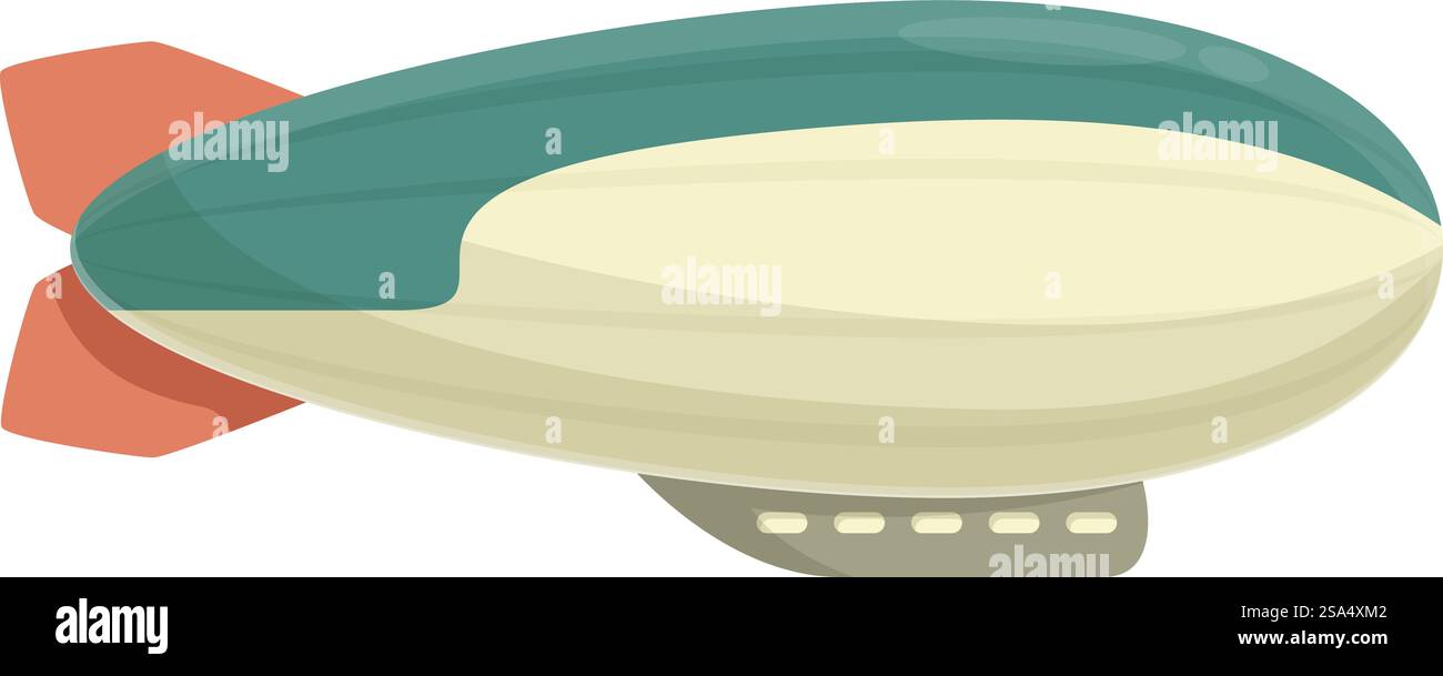 Large, green and white zeppelin airship flying through the air. Large ...