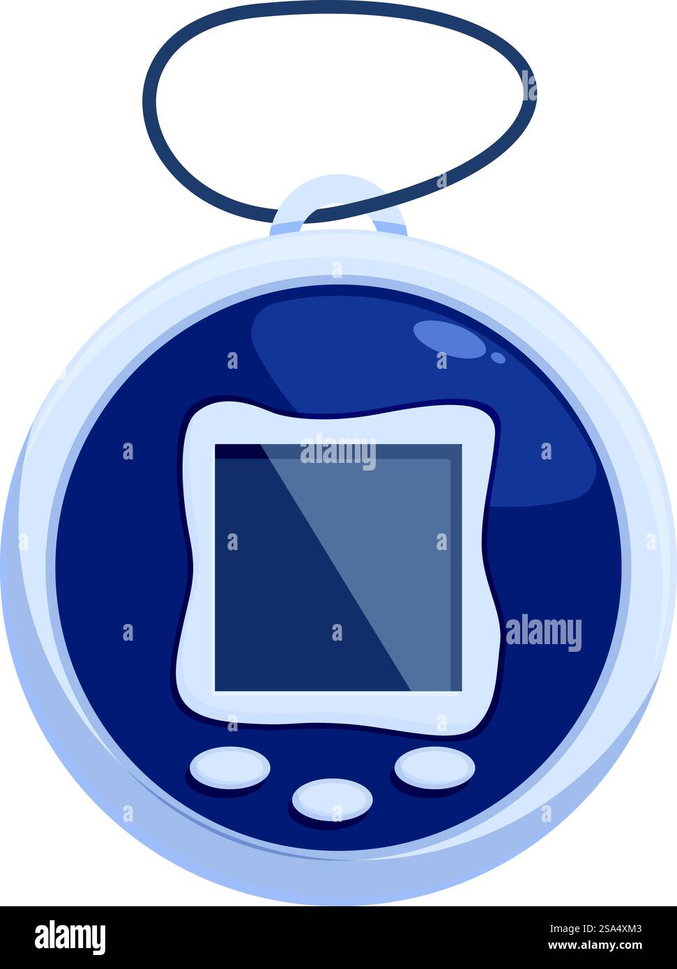 Electronic pocket game console hanging on lanyard for playing ...