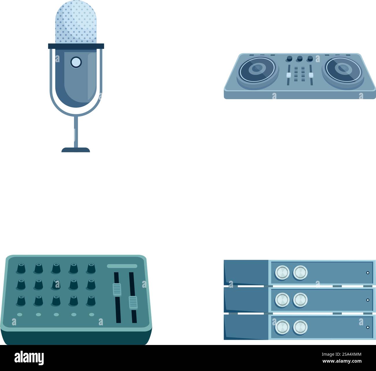 Flat vector icons depicting recording studio gear hi-res stock ...