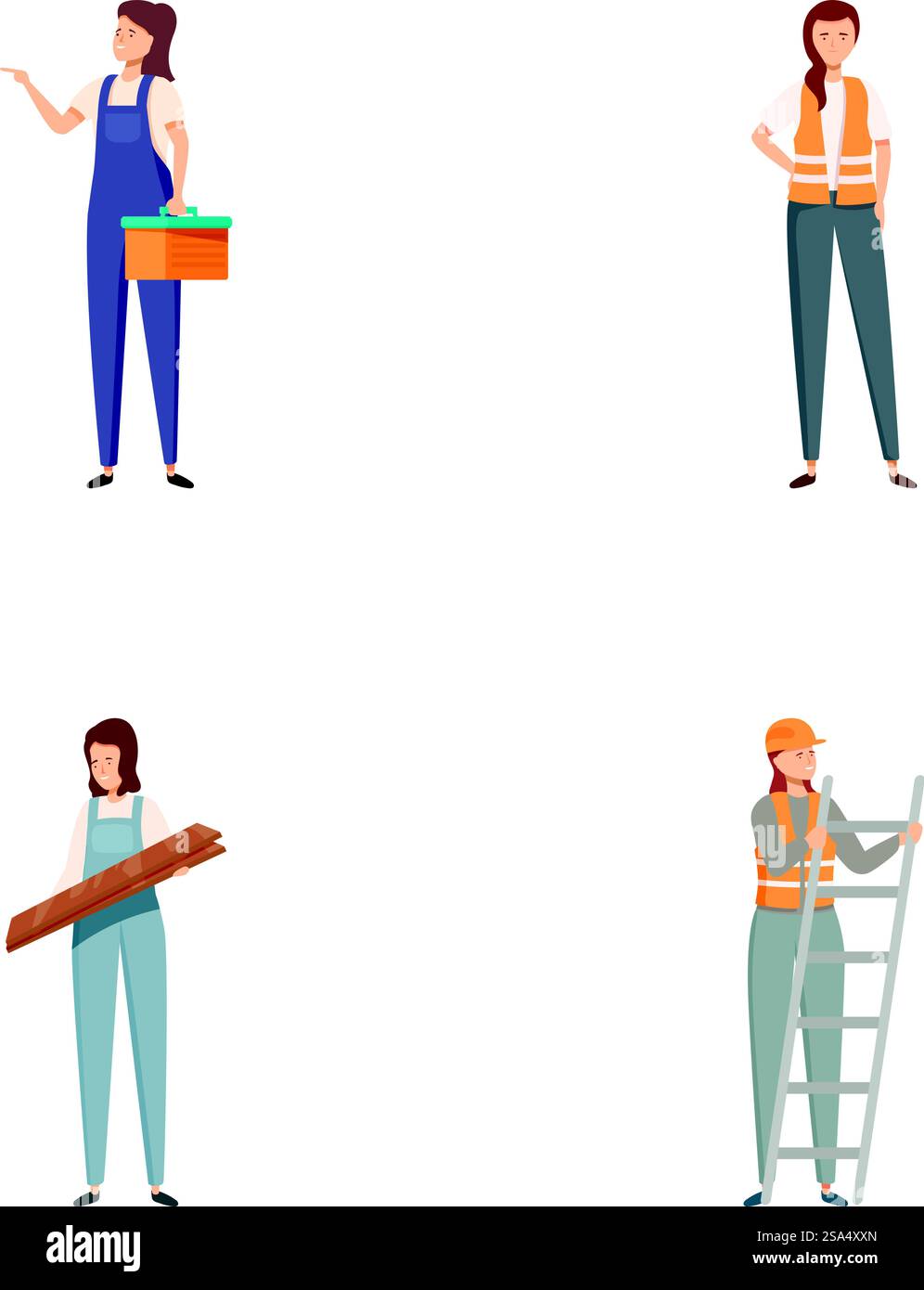 Collection of illustrations featuring women in different professional ...