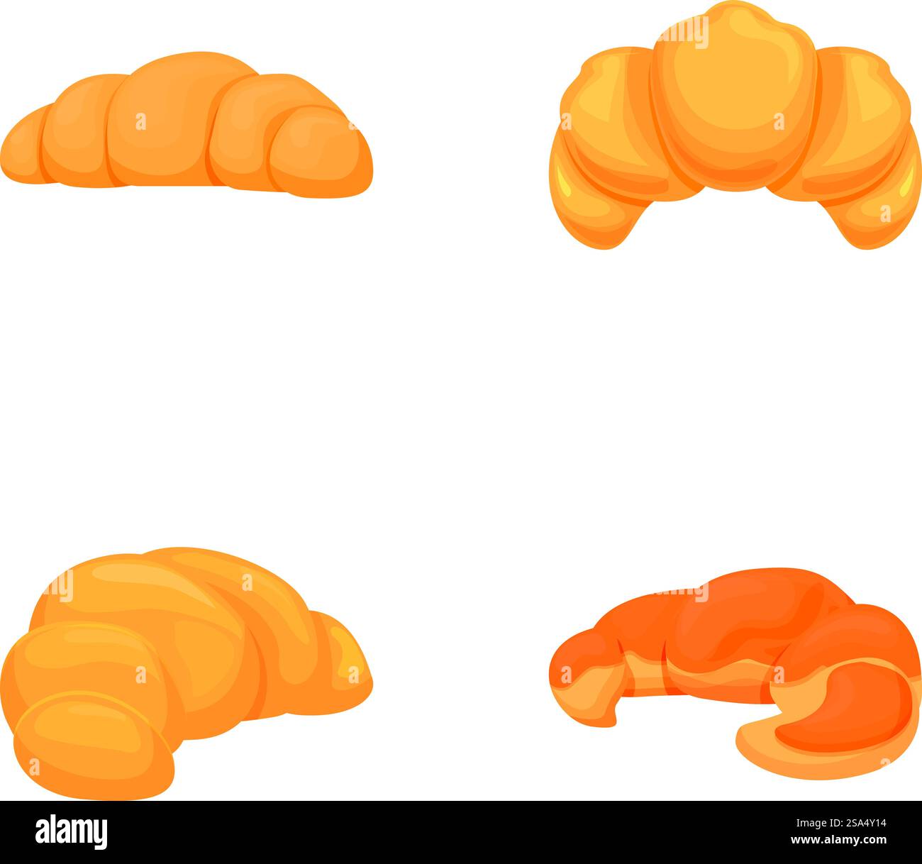 Vector illustration of four different styles of golden croissants ...