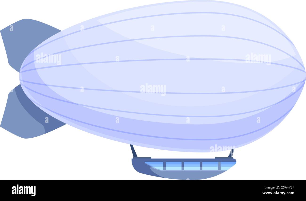 Large zeppelin airship flying in cloudy sky with gondola basket Stock ...