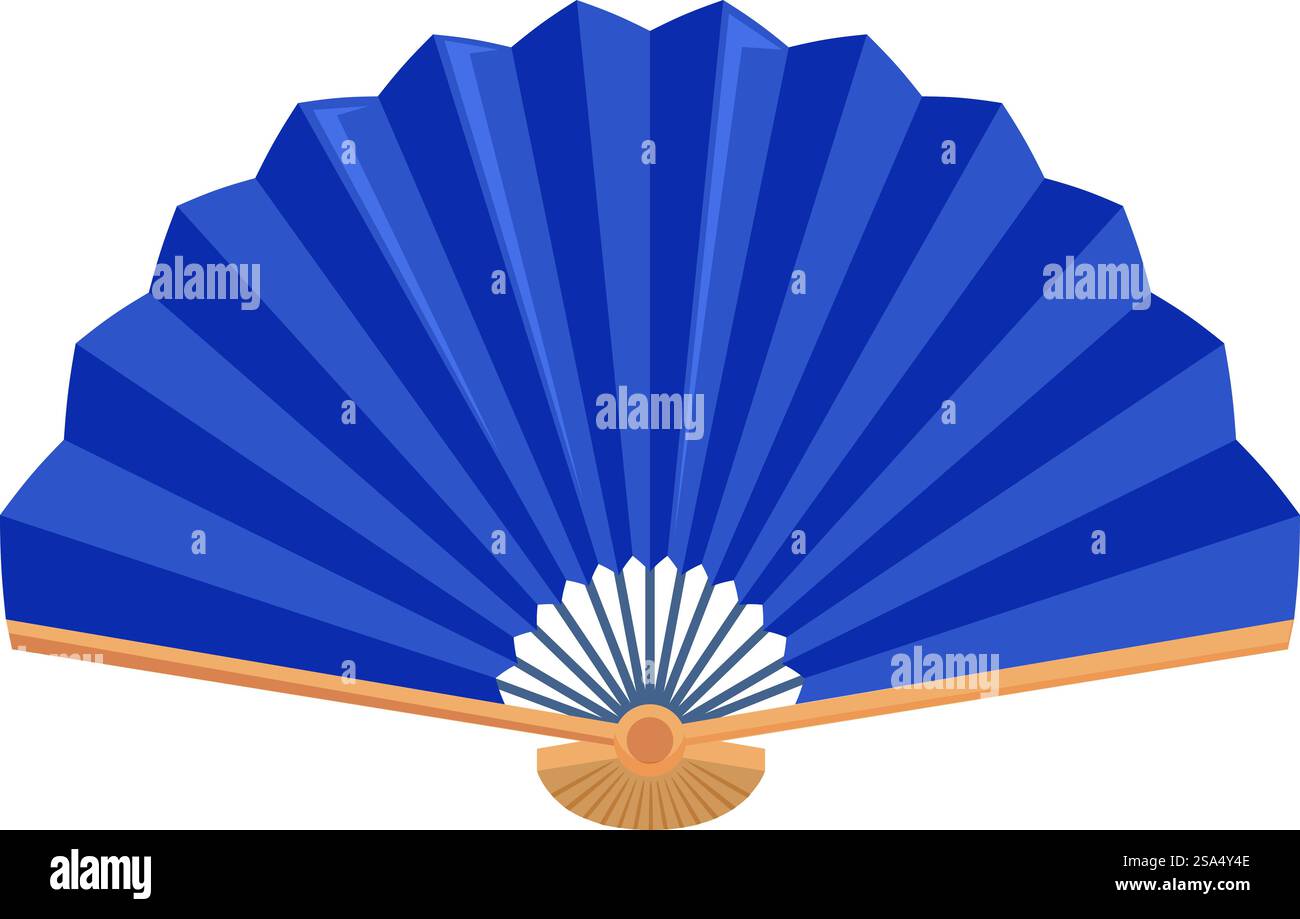 Beautiful blue hand fan open, showing traditional japanese style ...