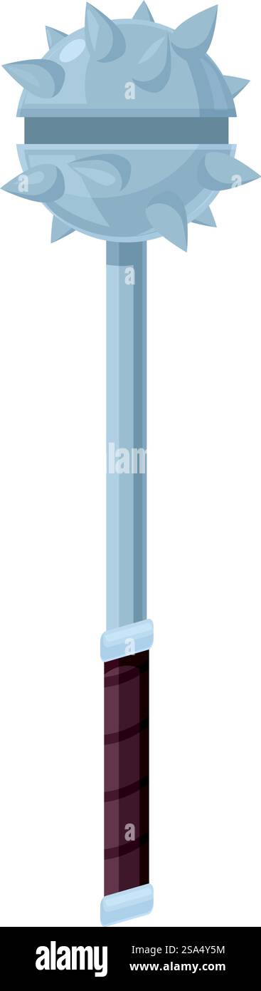 Medieval spiked mace weapon standing upright on a white background ...