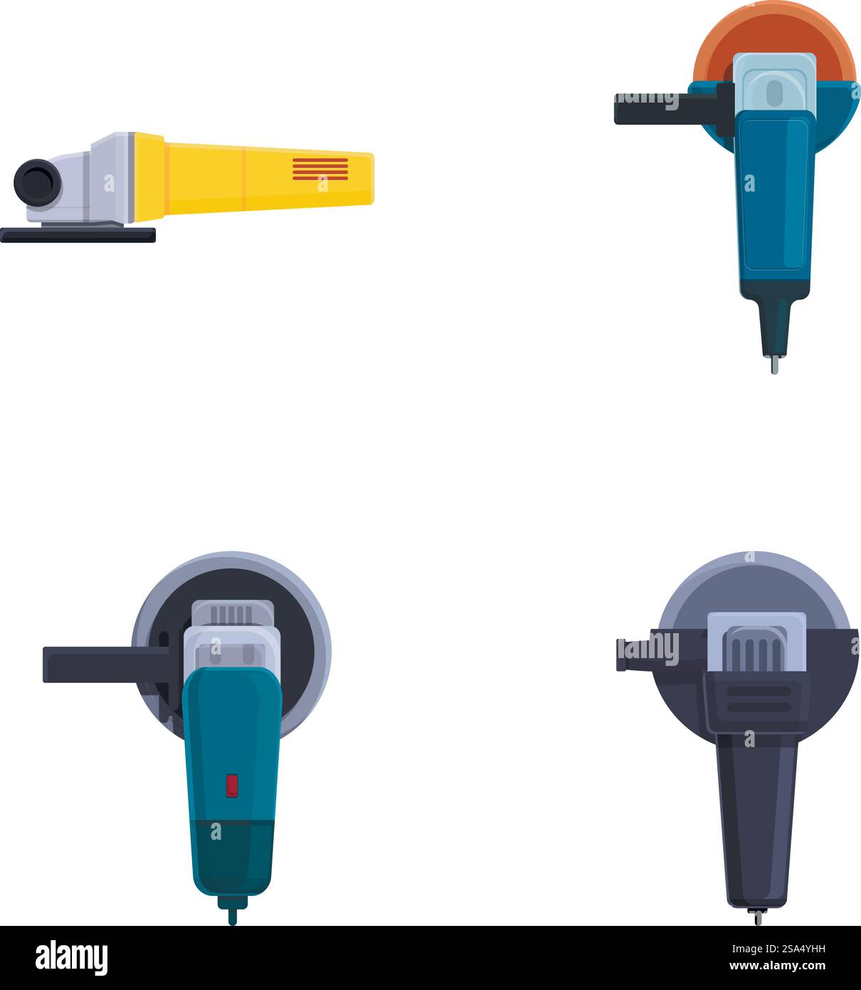 Grinder tool icons set cartoon vector. Equipment for cutting and ...