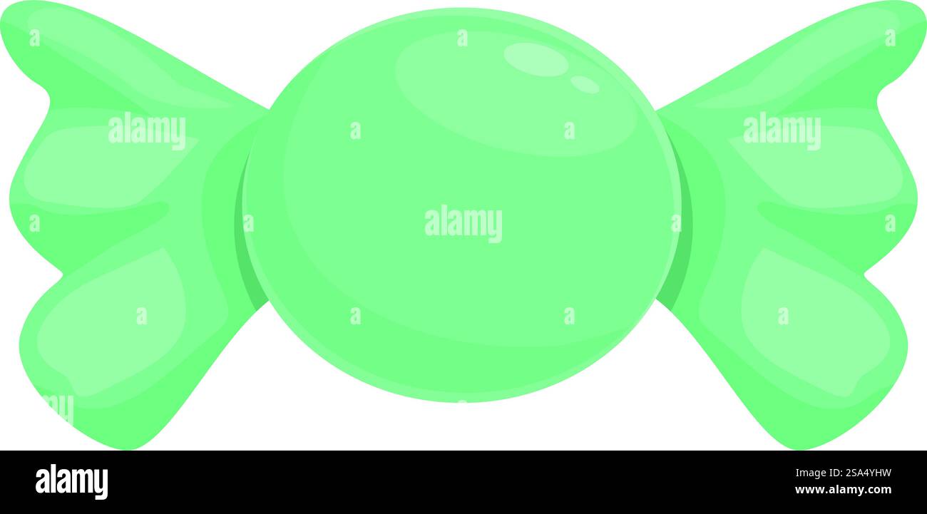 Simple illustration of a mint round candy wrapped in green foil with ...