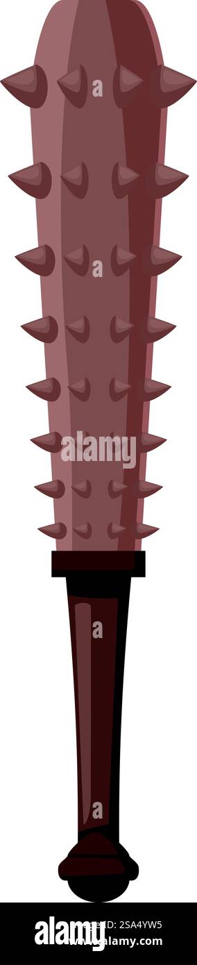 Medieval spiked wooden club isolated on white background, ancient ...