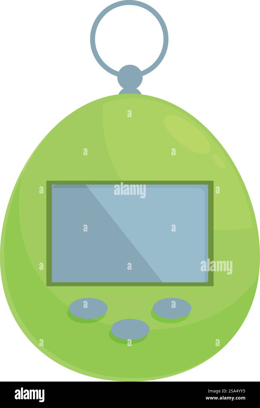 Green electronic toy with a screen and buttons for playing a digital ...
