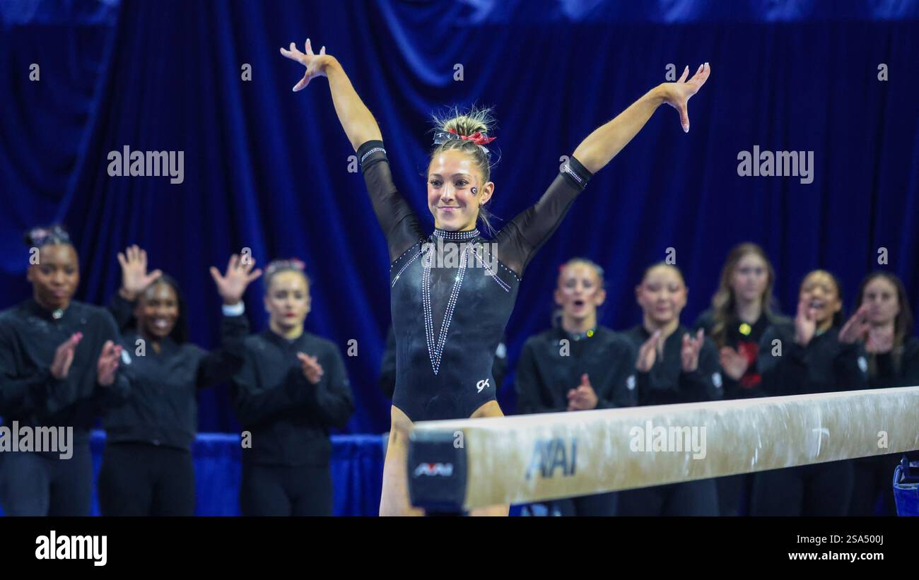 Georgia's Lily Smith competes on the beam during an NCAA gymnastics ...