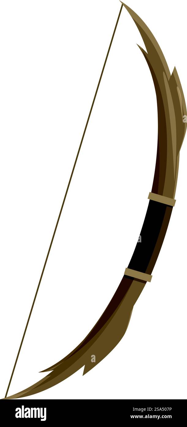 Wooden bow and arrow is aiming upwards, suggesting a sense of readiness ...