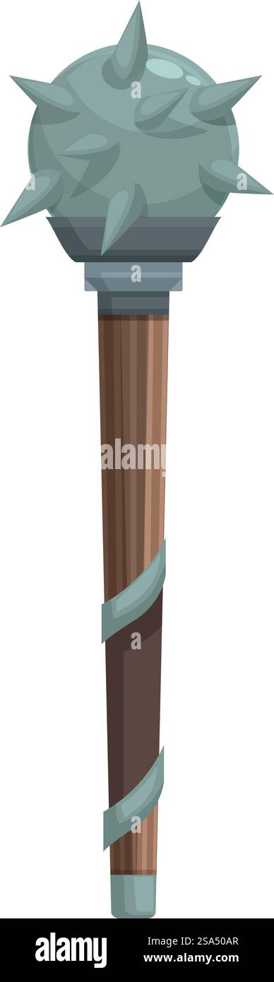 Medieval spiked mace weapon standing on white background. Medieval ...