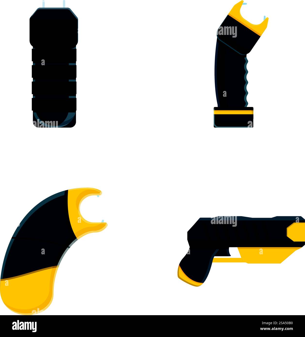 Electric gun icons set cartoon vector. Electroshock weapon for self ...