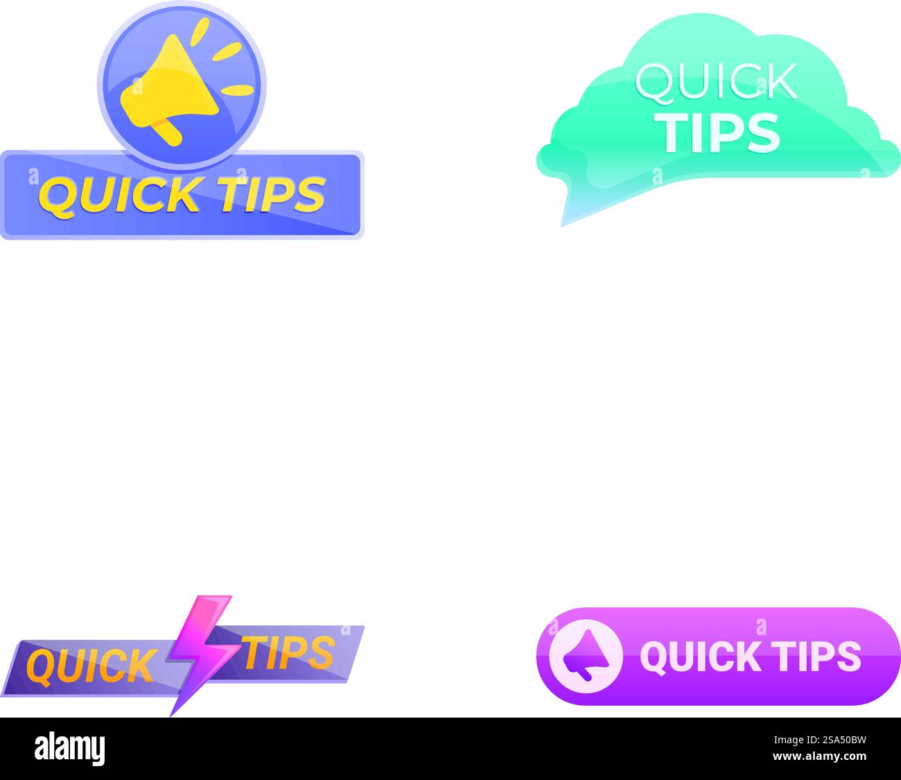 Top tips icons set cartoon vector quick tips badge hi-res stock ...