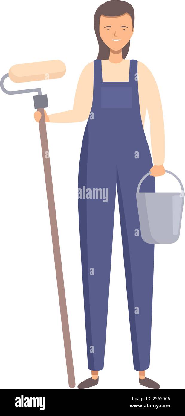 Smiling confident painter holding Stock Vector Images - Alamy