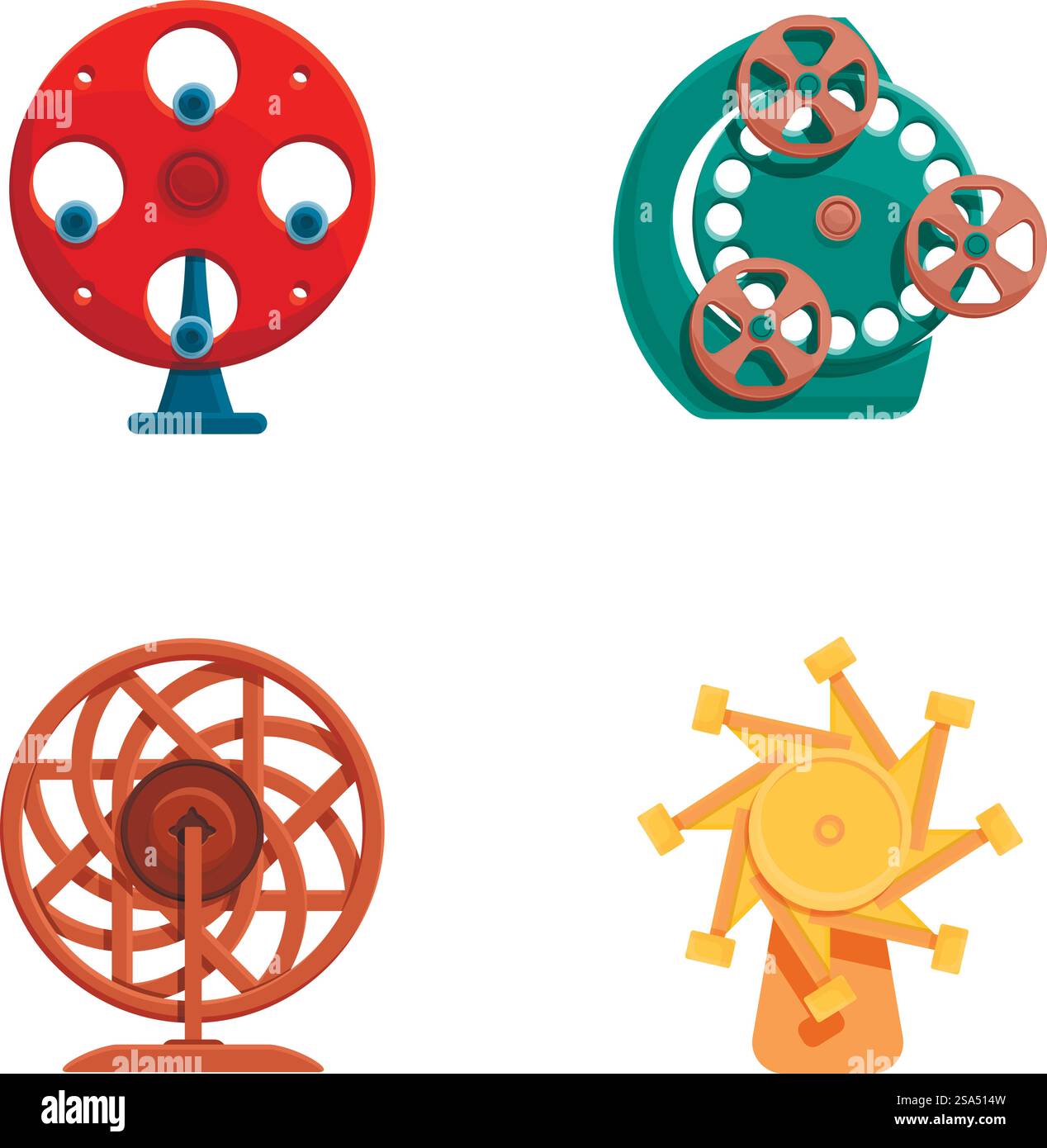 Perpetual machine icons set cartoon vector. Different perpetual motion ...
