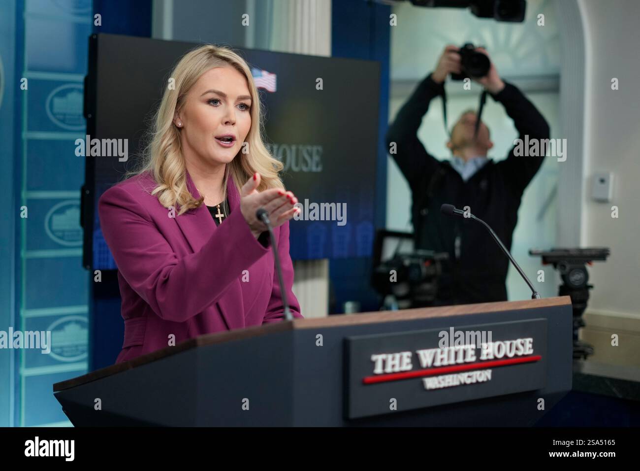 White House press secretary Karoline Leavitt speaks at the daily ...