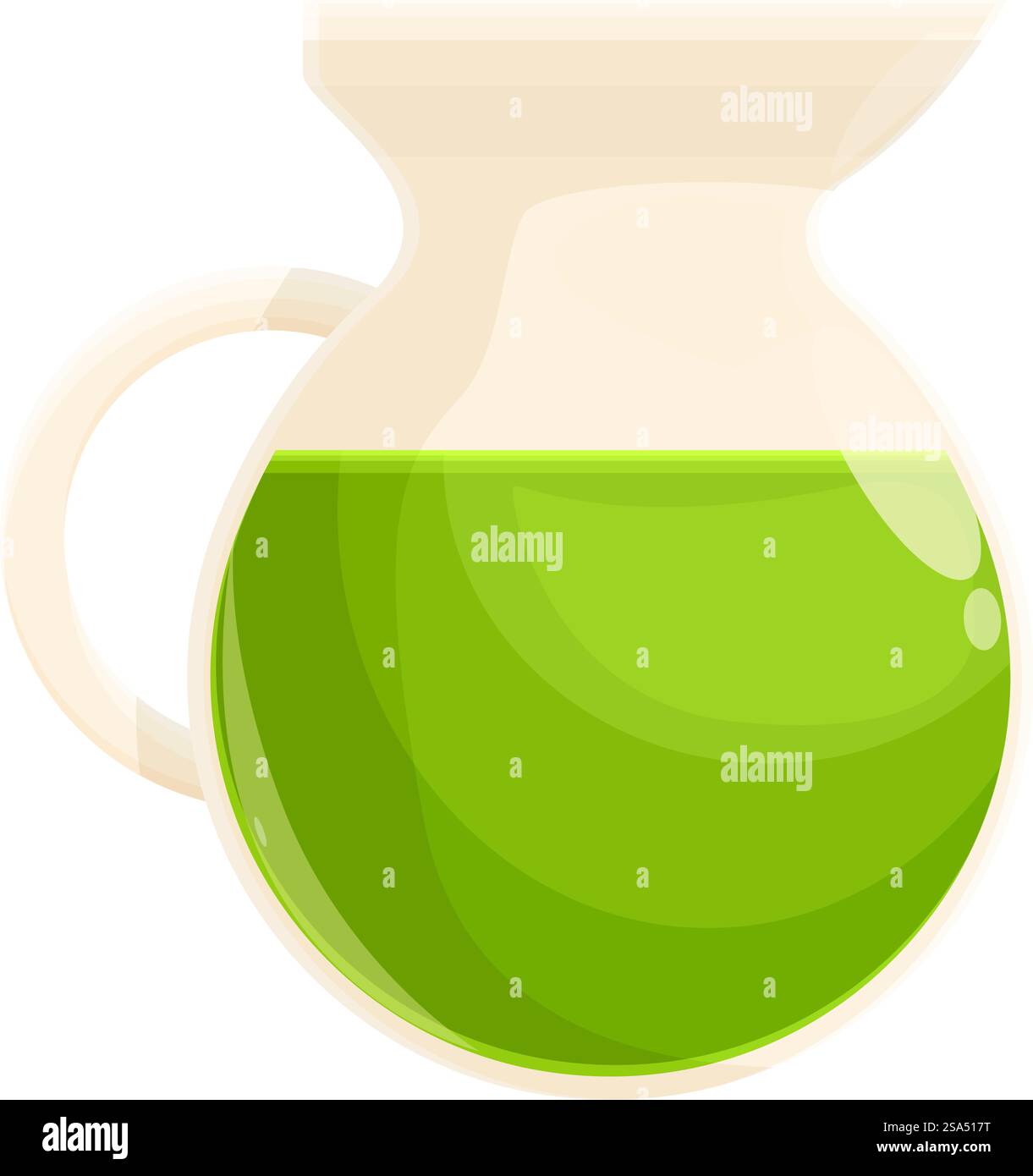 Round glass pitcher containing a green liquid hi-res stock photography ...