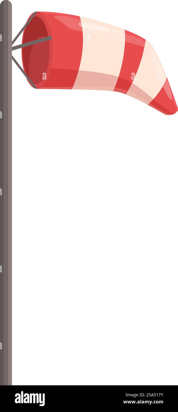 Red and white windsock flowing in the wind indicating wind direction ...