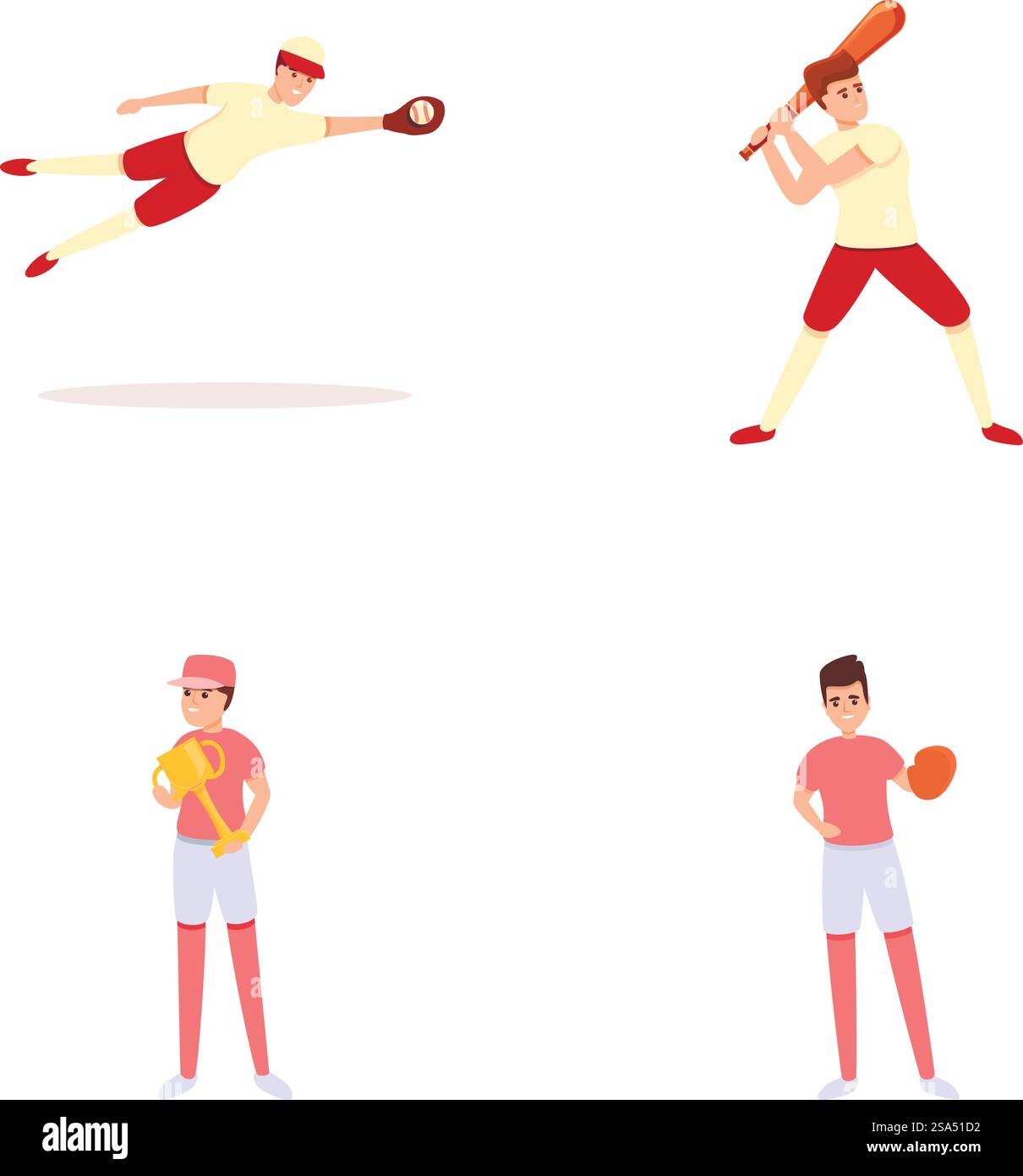 Baseball game icons set cartoon vector. Various action of baseball ...