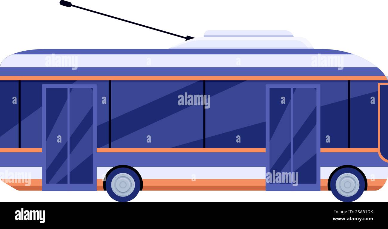 Modern trolleybus side view with open doors for public transportation ...