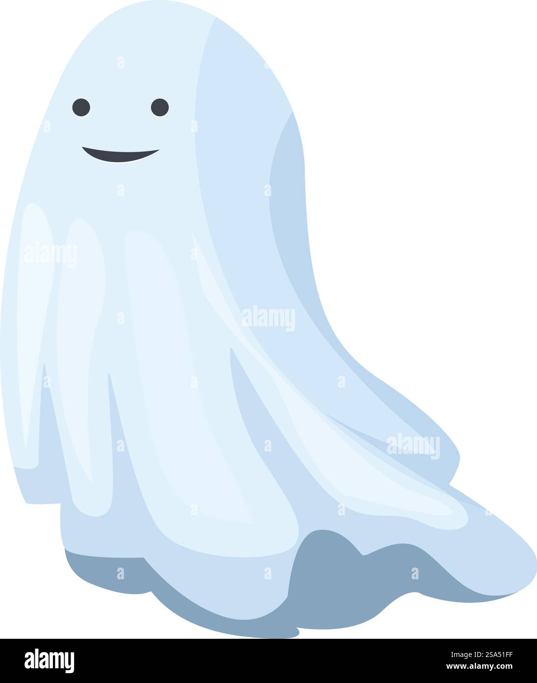 Friendly ghost floating and smiling for halloween celebration. Cartoon ...