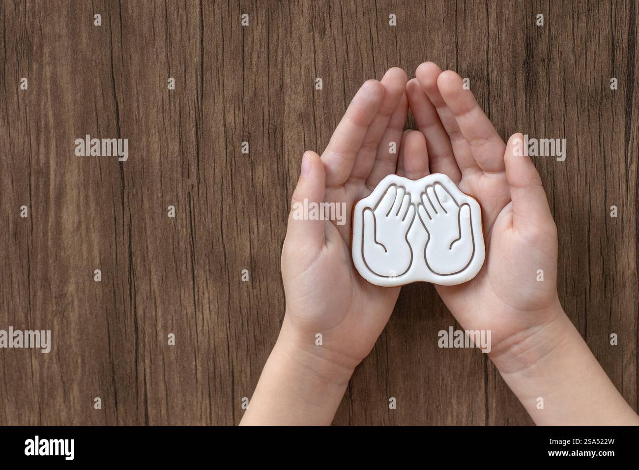 Pray hands. Cookies for celebration Ramadan. Copy space for your text ...
