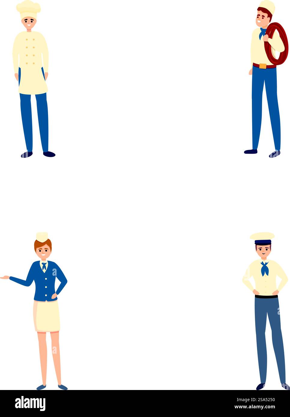 Ship crew crew icons set cartoon vector. Cruise liner crew character ...