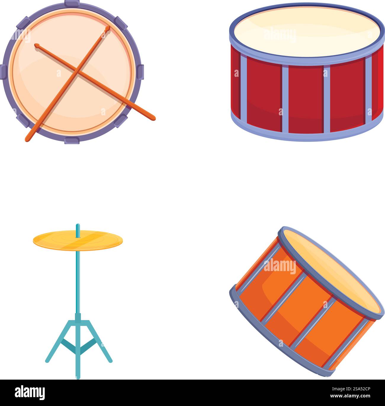 Various drum icons set cartoon vector. Drum of different style and ...