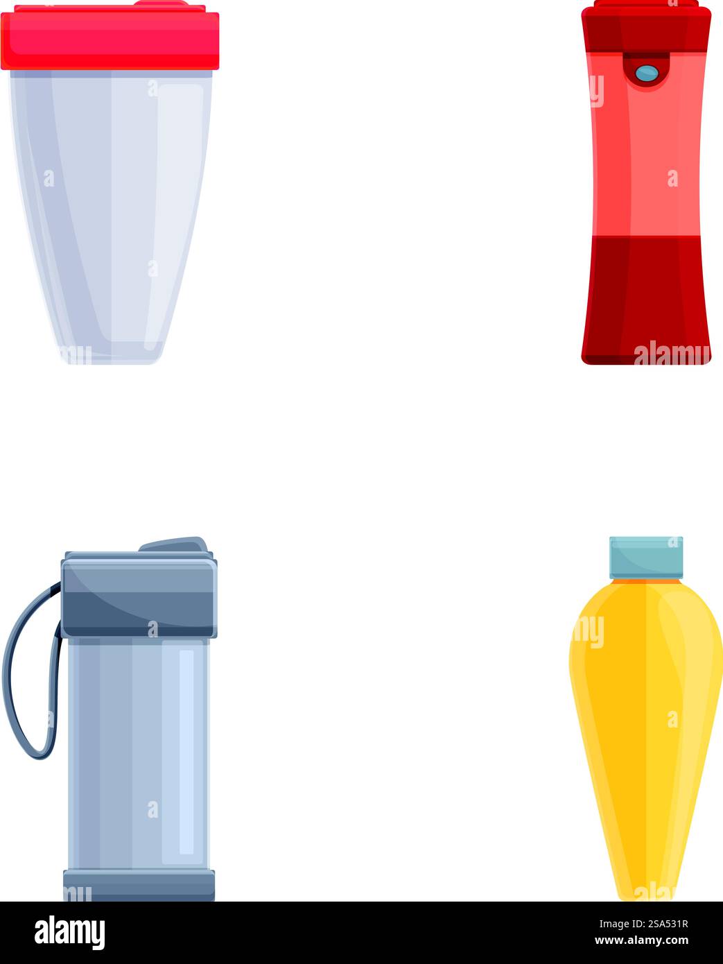 Thermal mug icons set cartoon vector. Various thermal cup and thermos ...