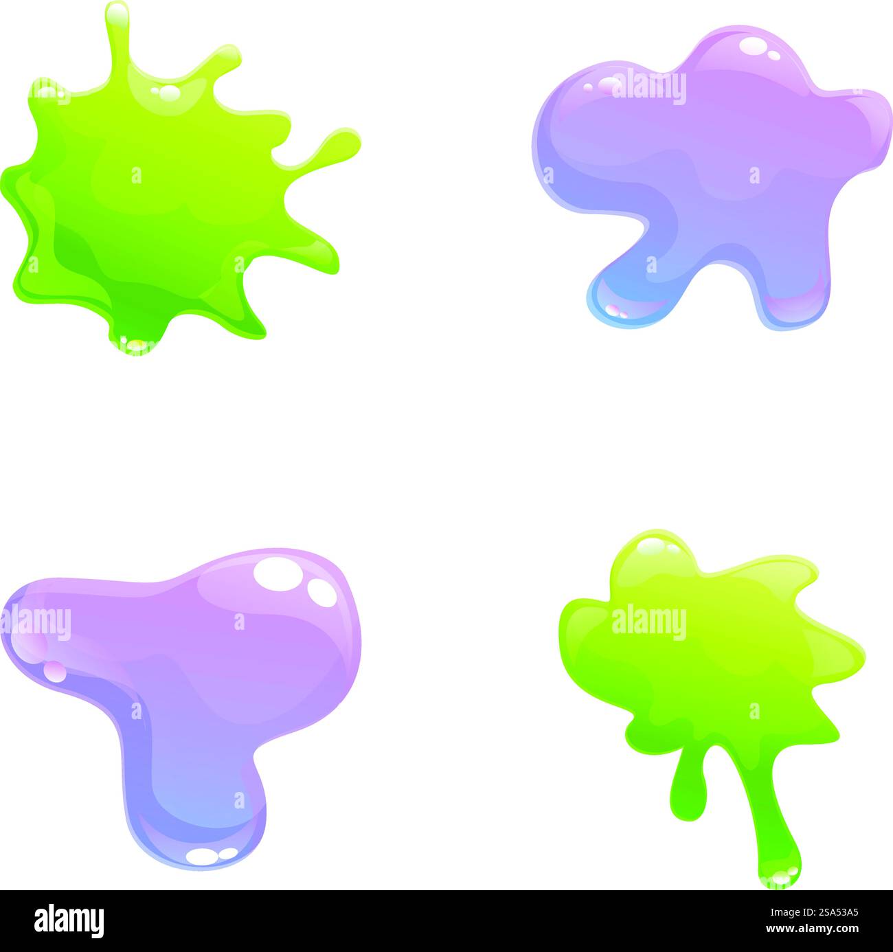 Cartoon slime icons set cartoon vector. Colorful dripping slime stain ...
