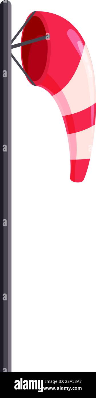 Red and white windsock hanging on metal pole showing wind direction and ...