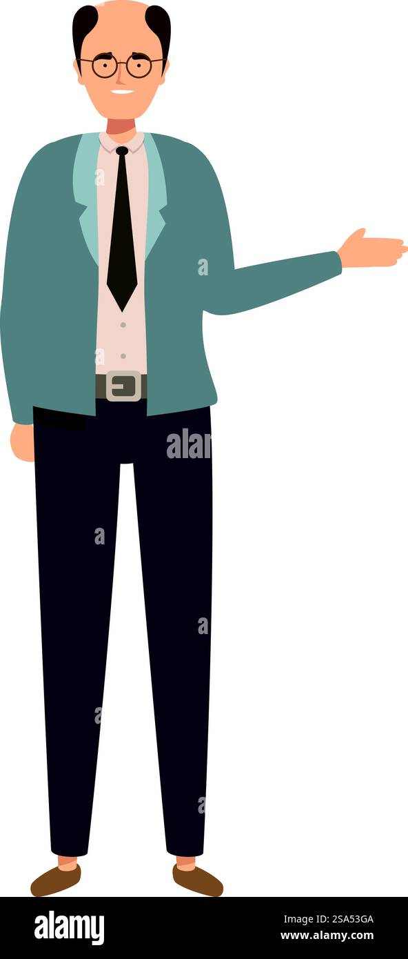 Professor is standing and gesturing with his hand while explaining ...