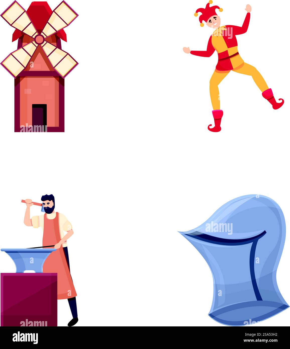 Medieval character icons set cartoon vector. Middle ages attribute ...