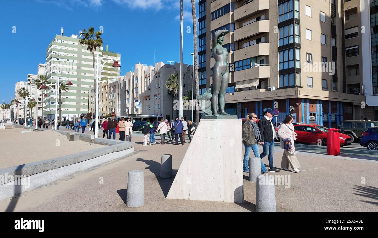 A scenic waterfront promenade in Cádiz, with Playa de Santa María del ...