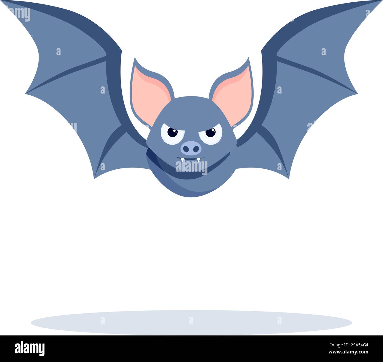 Cartoon bat flying with spread wings and showing fangs Stock Vector ...