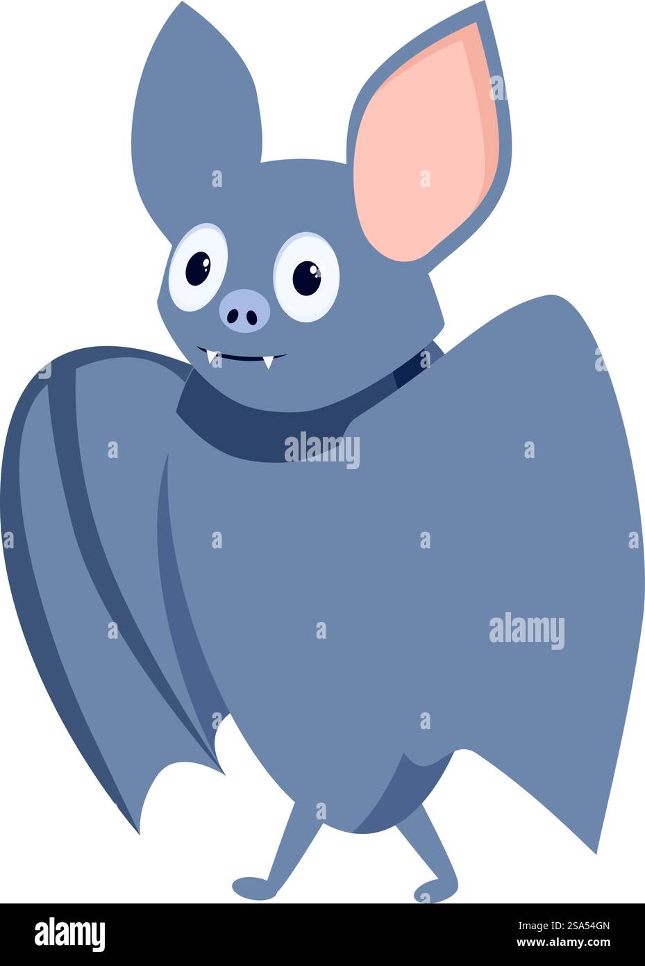 Cartoon happy grey bat standing and showing its wings. Happy grey bat ...