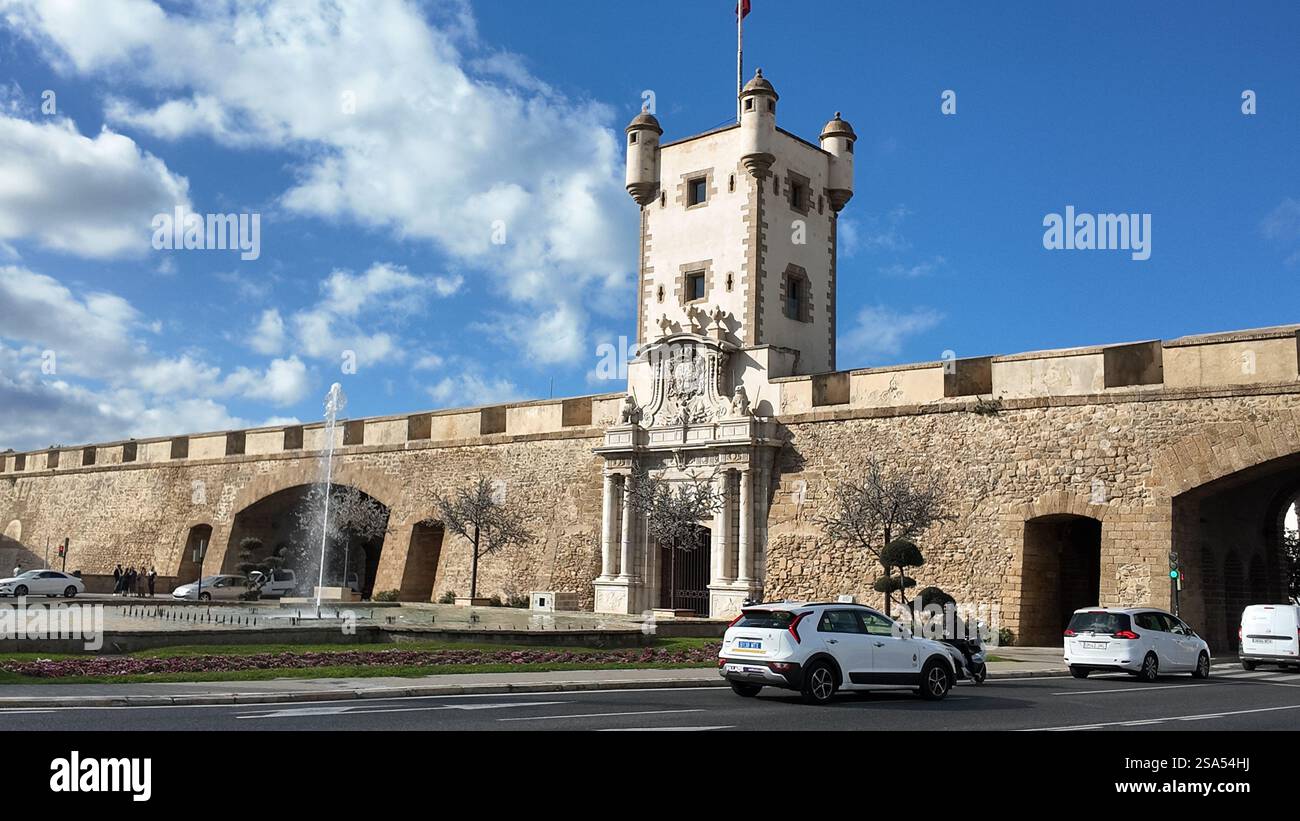 The Puerta de Tierra is an 18th-century gate in Cádiz, featuring two ...