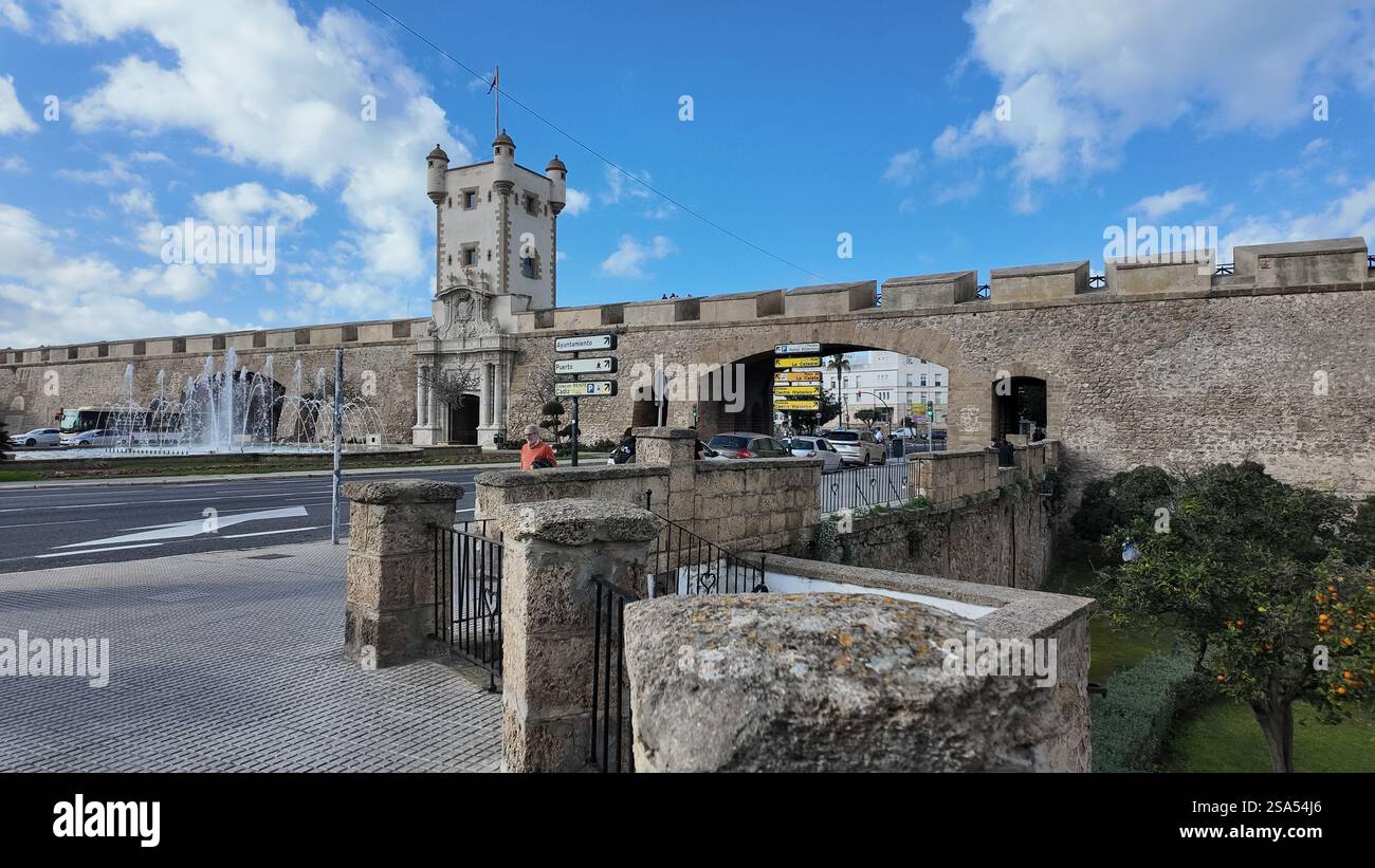 The Puerta de Tierra is an 18th-century gate in Cádiz, featuring two ...
