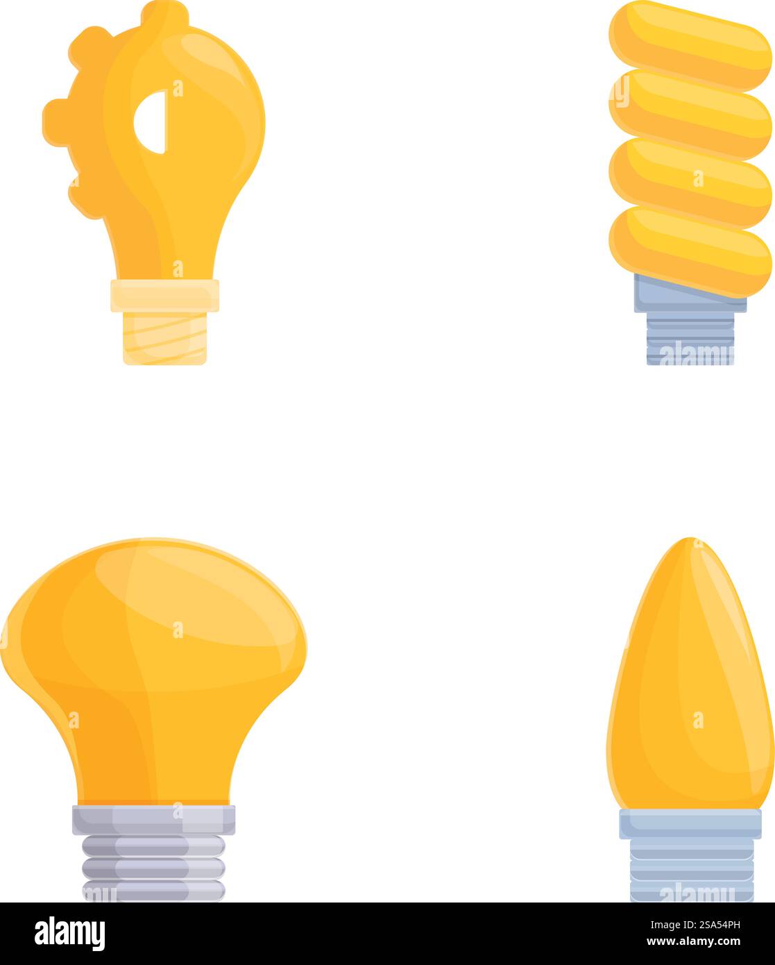 Bulb icons set cartoon vector. Various glowing smart lamp. Idea ...