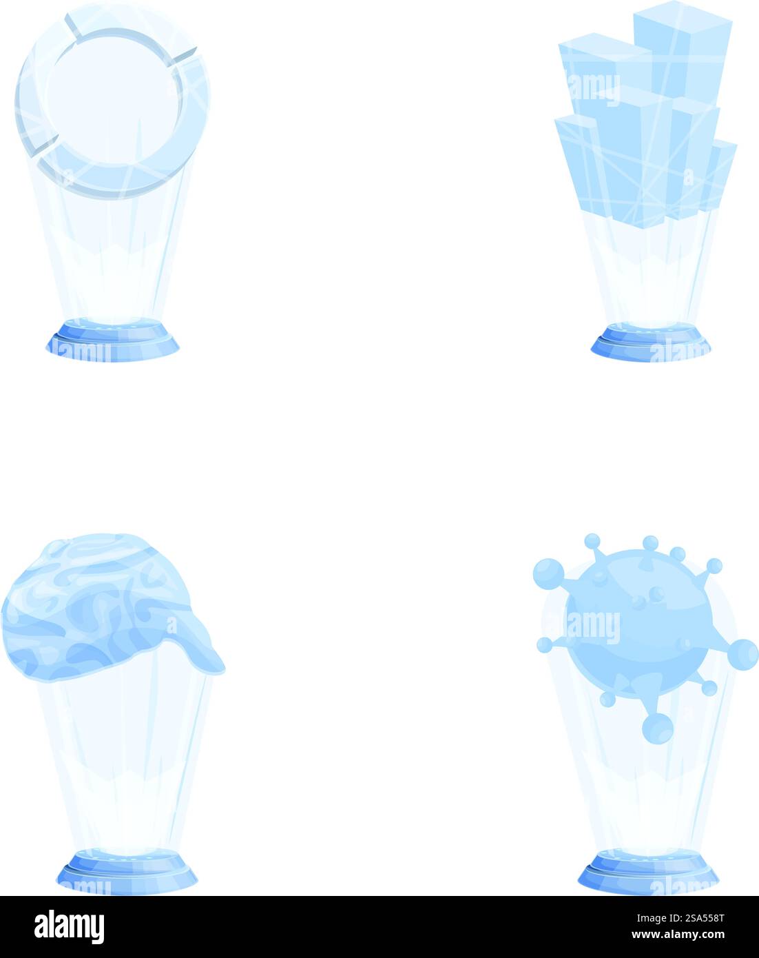 Hologram icons set cartoon vector. Crystal, virus and human organ ...