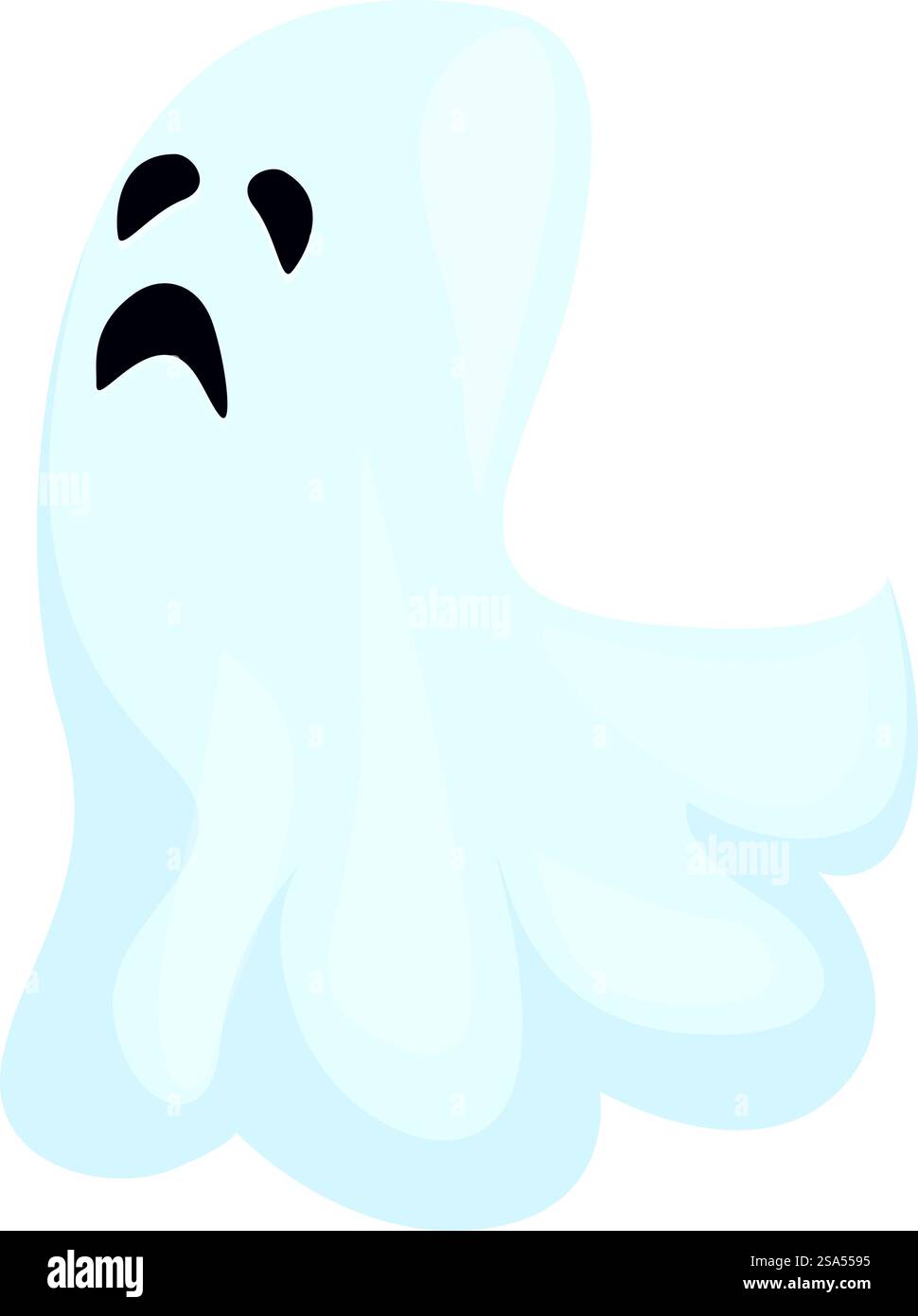 Cartoon illustration of a sad, blue ghost floating with its mouth open ...