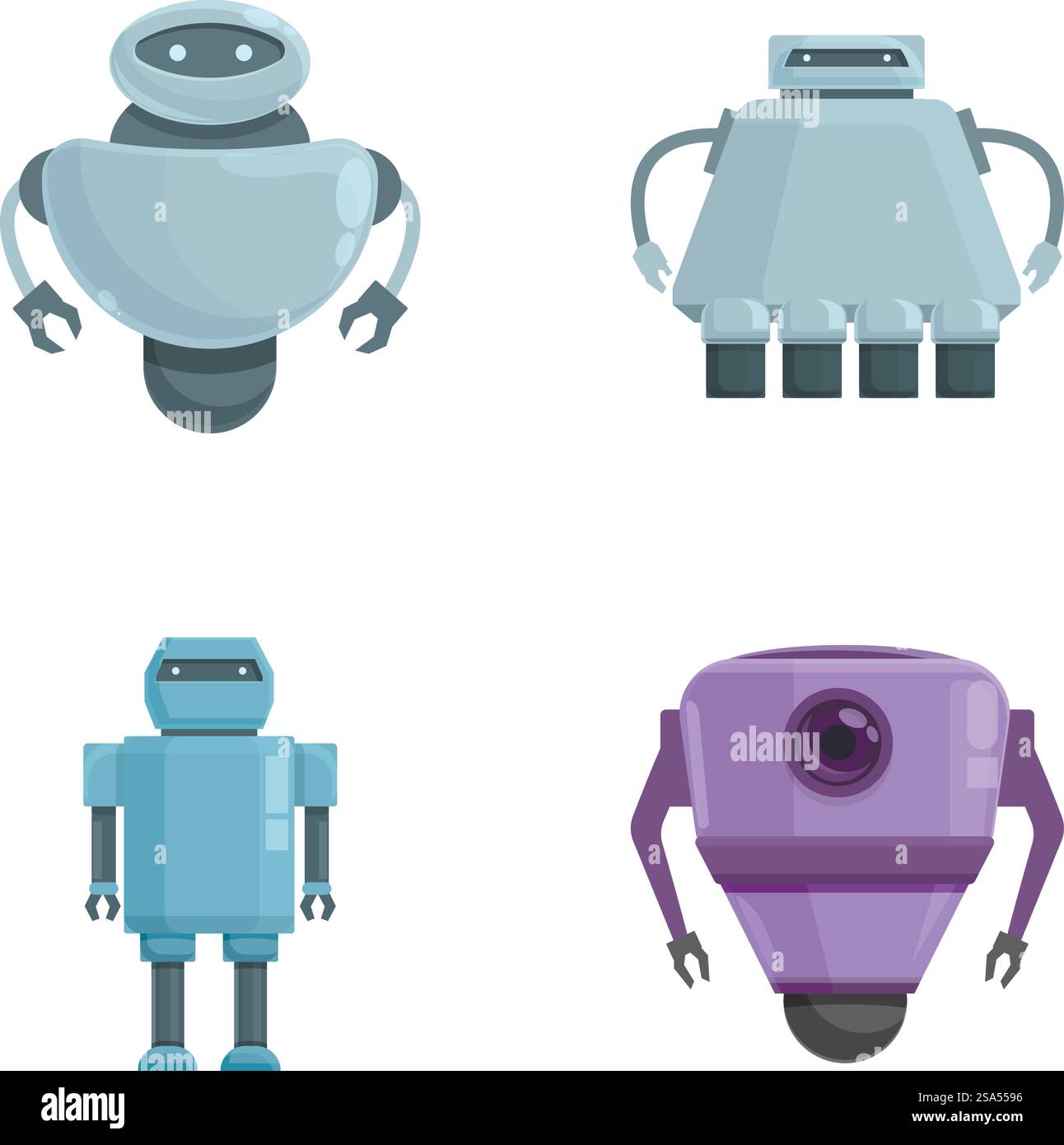 Robot technology icons set cartoon vector. Modern electronic robot. Artificial intelligence ...