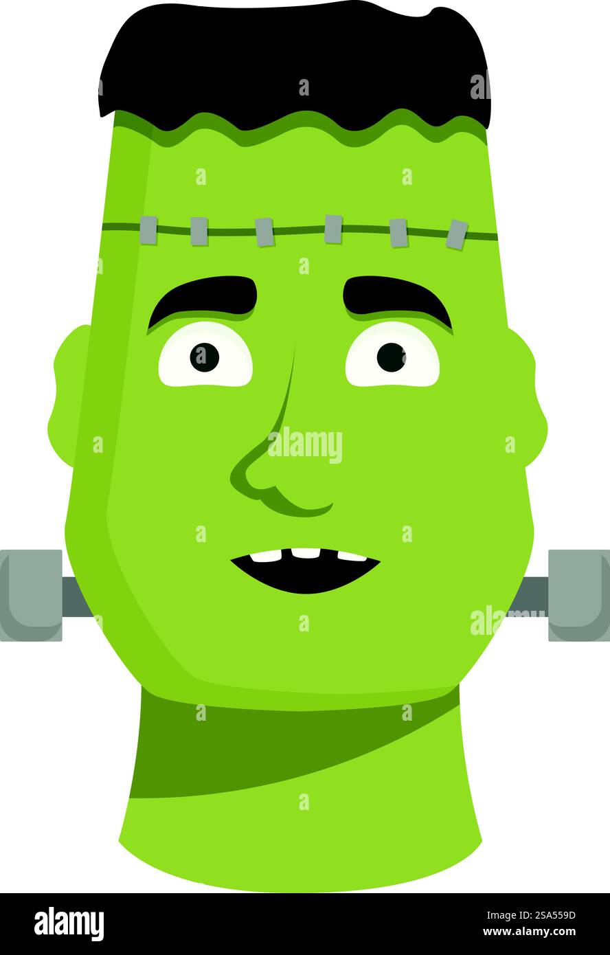 Cartoon illustration of a classic green frankenstein monster looking ...