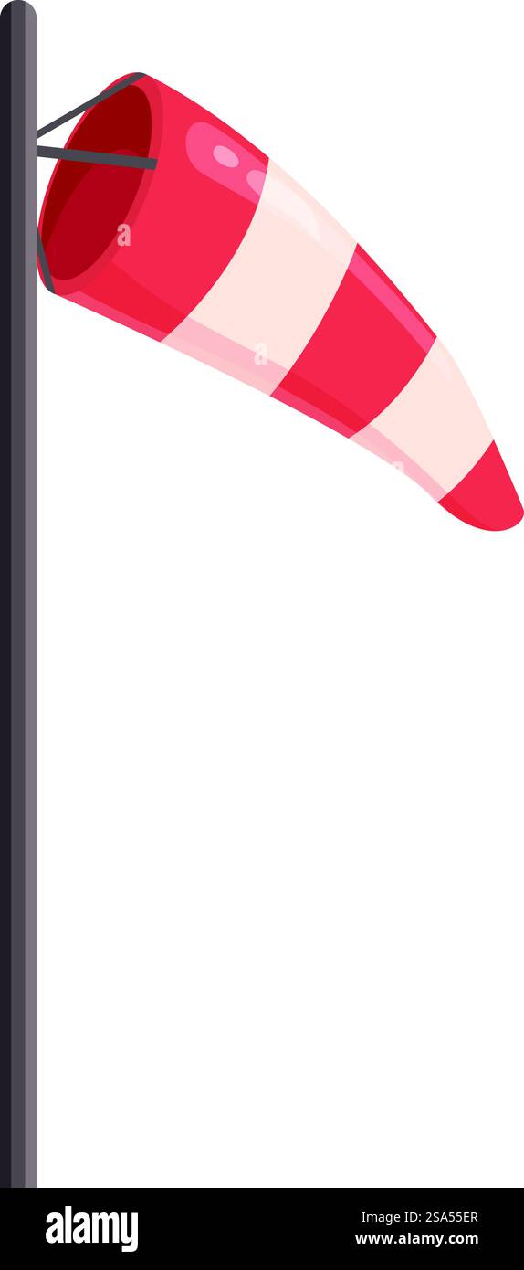 Red and white striped windsock indicating wind direction and strength ...