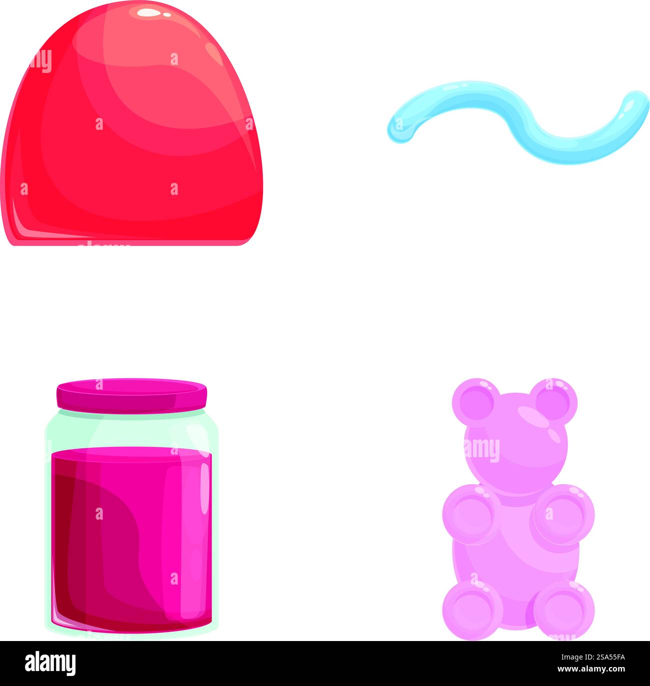 Various jelly icons set cartoon vector. Colorful gummy and jelly candy ...