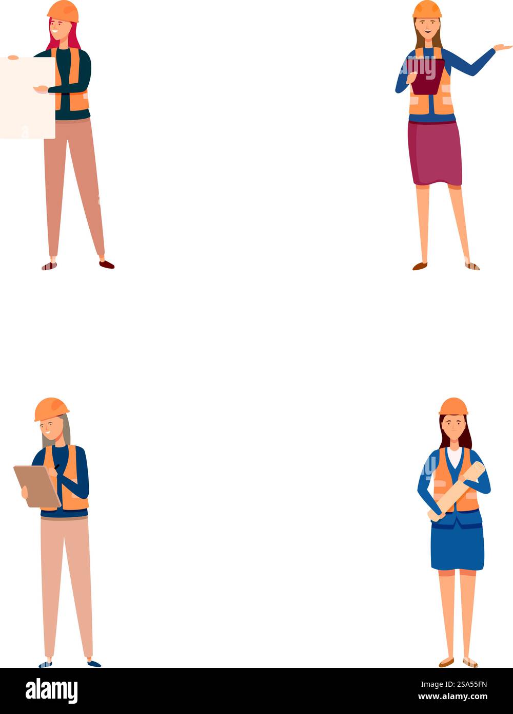 Vector illustrations of a professional woman in various poses, suitable ...