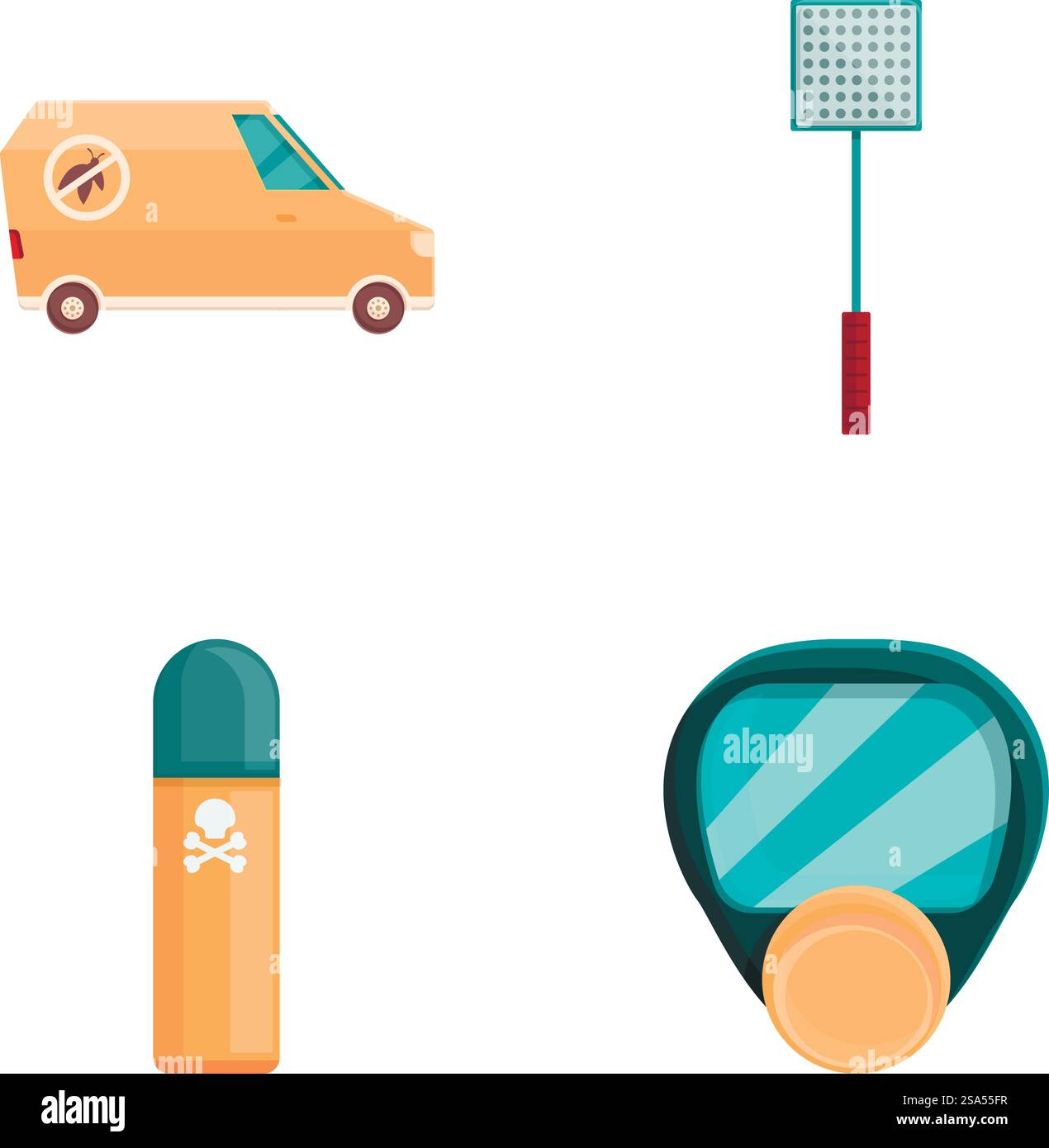 Pest control icons set cartoon vector. Professional insect control ...