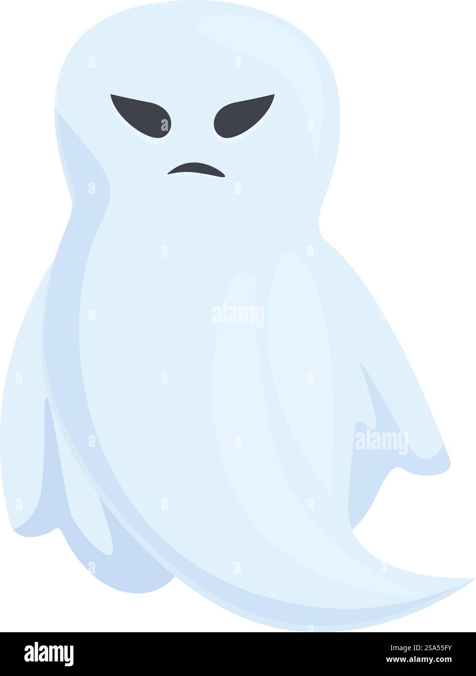 Angry blue ghost floating and looking with black eyes. Angry blue ghost ...
